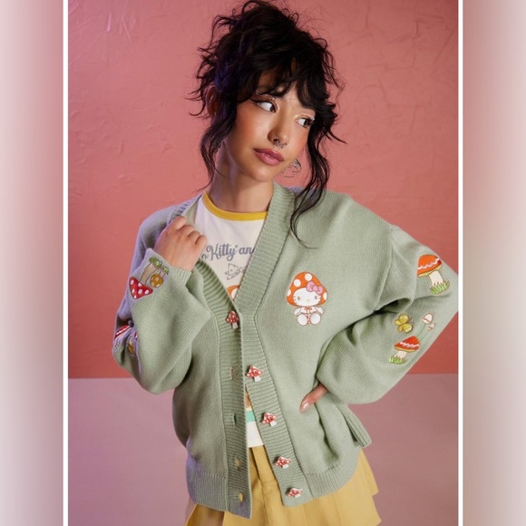 Sanrio | Sweaters | Hello Kitty Mushroom Embroidered Girls Skimmer ...